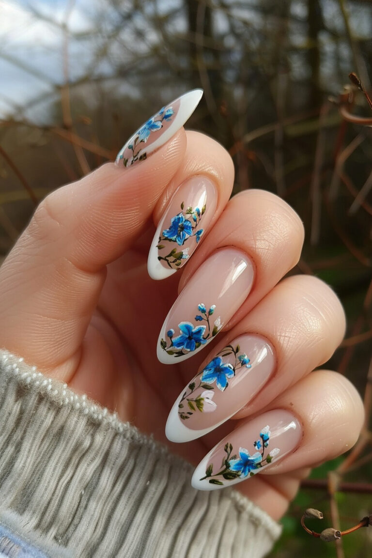 25 Blooming Blue Flower Nail Designs You Must Try! – aesthetiquelife.com